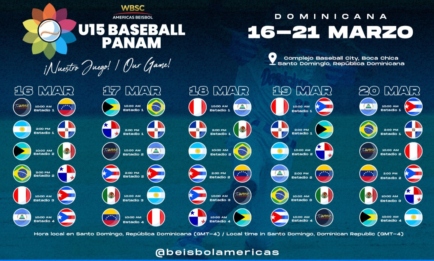 Dominicana debuta ante Argentina en Premundial U15 de béisbol