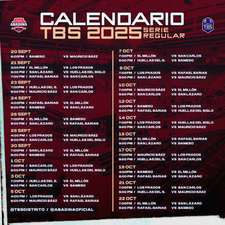 Abadina presenta calendario de juego para el TBS Distrito 2025